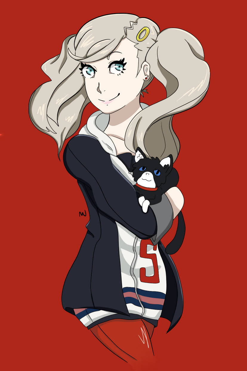 Safebooru - 1girl blonde hair blue eyes cat morgana (persona 5) persona ...