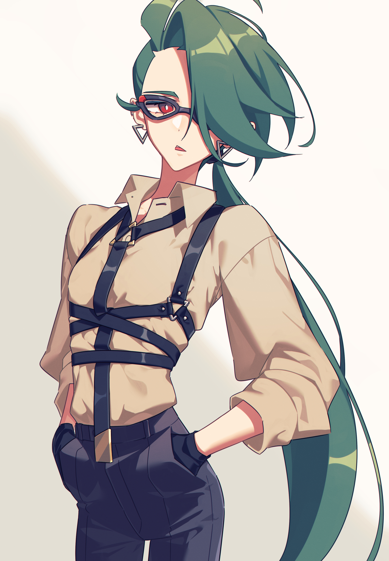 Safebooru - 1girl adapted costume ahoge black-framed eyewear black gloves black necktie black ...