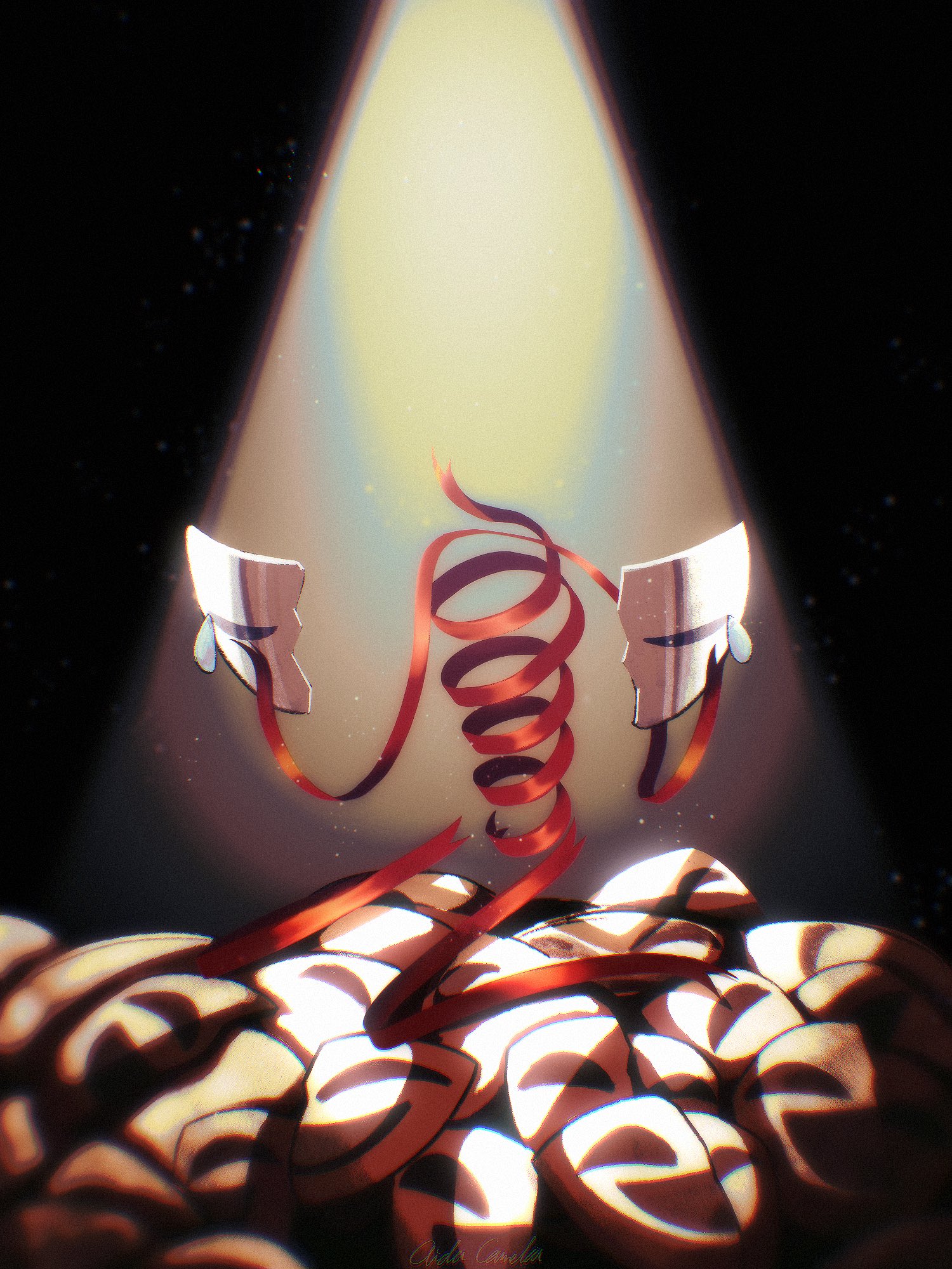 Safebooru - 1girl aida (aidacamelia0516) black background broken mask ...