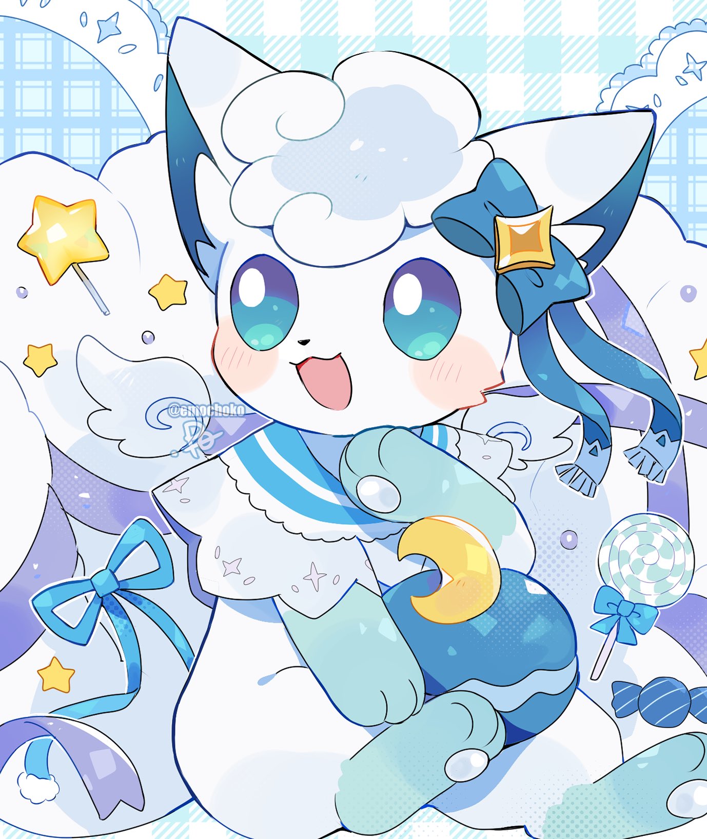 Safebooru - alolan vulpix animal animal focus artist name blue eyes ...