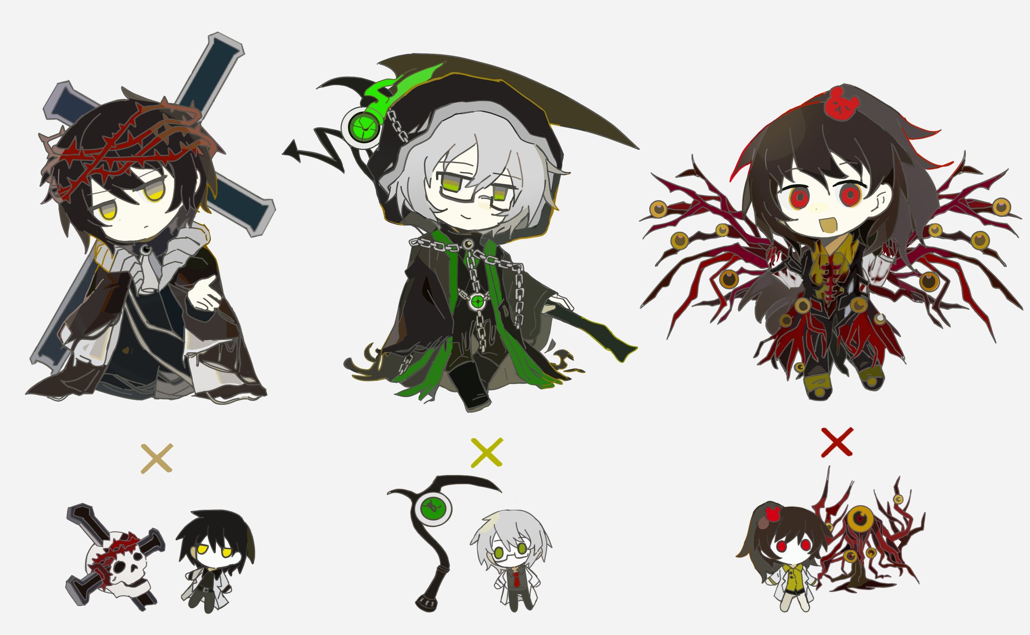 Safebooru - 1girl 2boys ayin (project moon) bear hair ornament benjamin ...