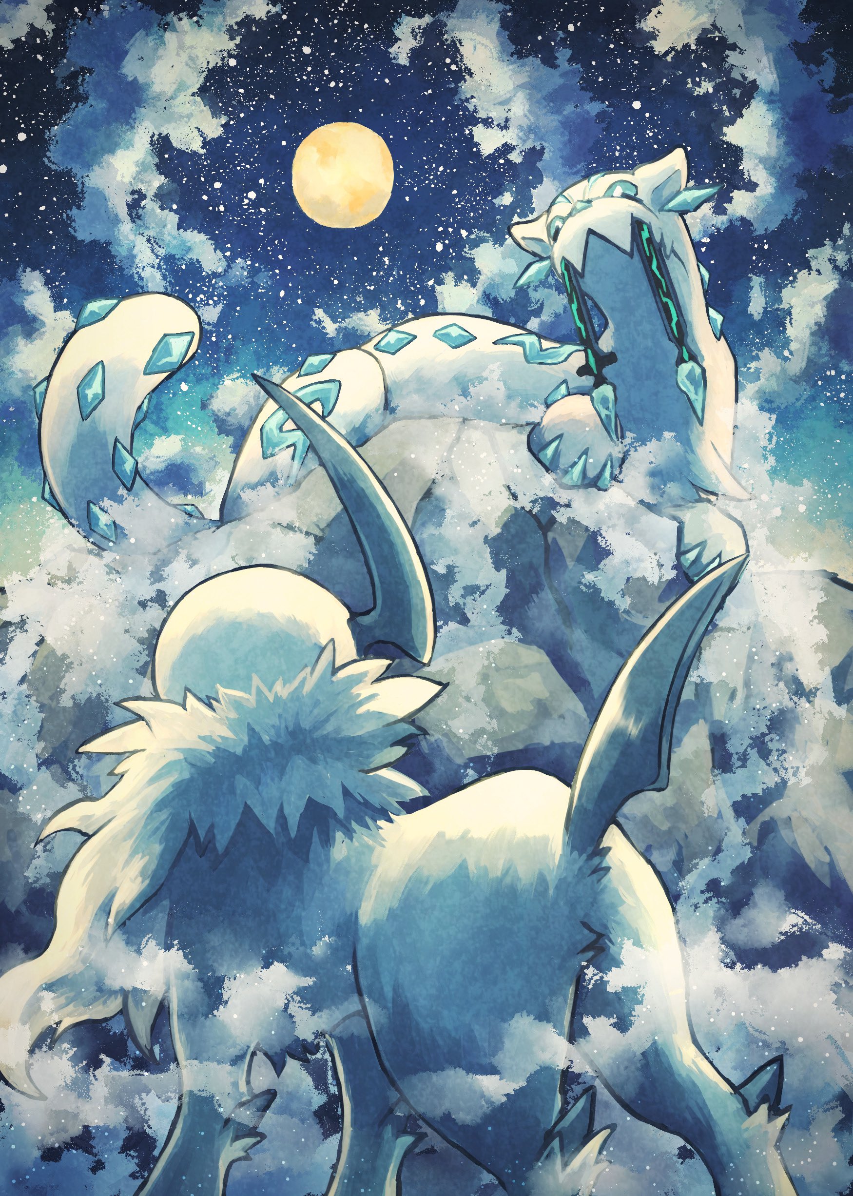Safebooru - 7 phi 3 absol absurdres animal focus blue eyes bright pupils chien-pao claws full ...