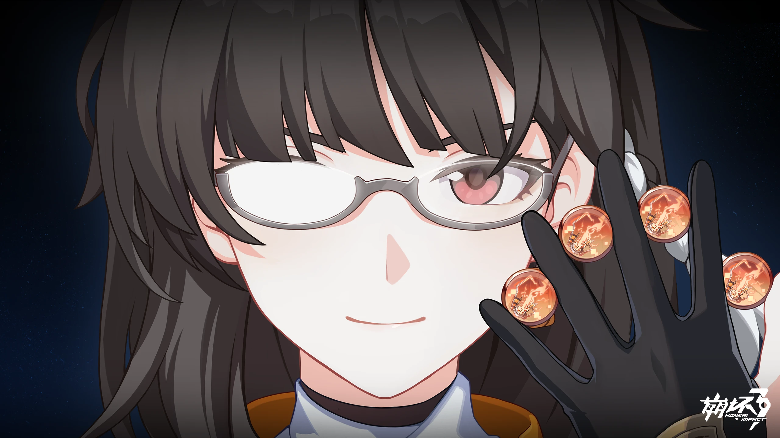 Safebooru - 1girl black background black gloves black hair close-up ...