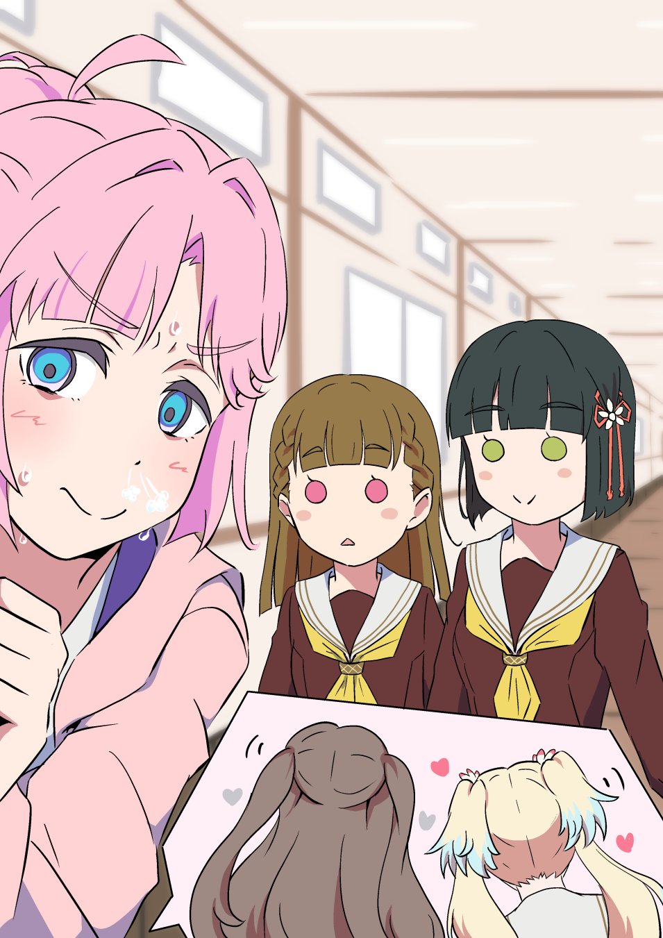 Safebooru - 5girls :> ahoge anyoji hime black hair blonde hair blue ...