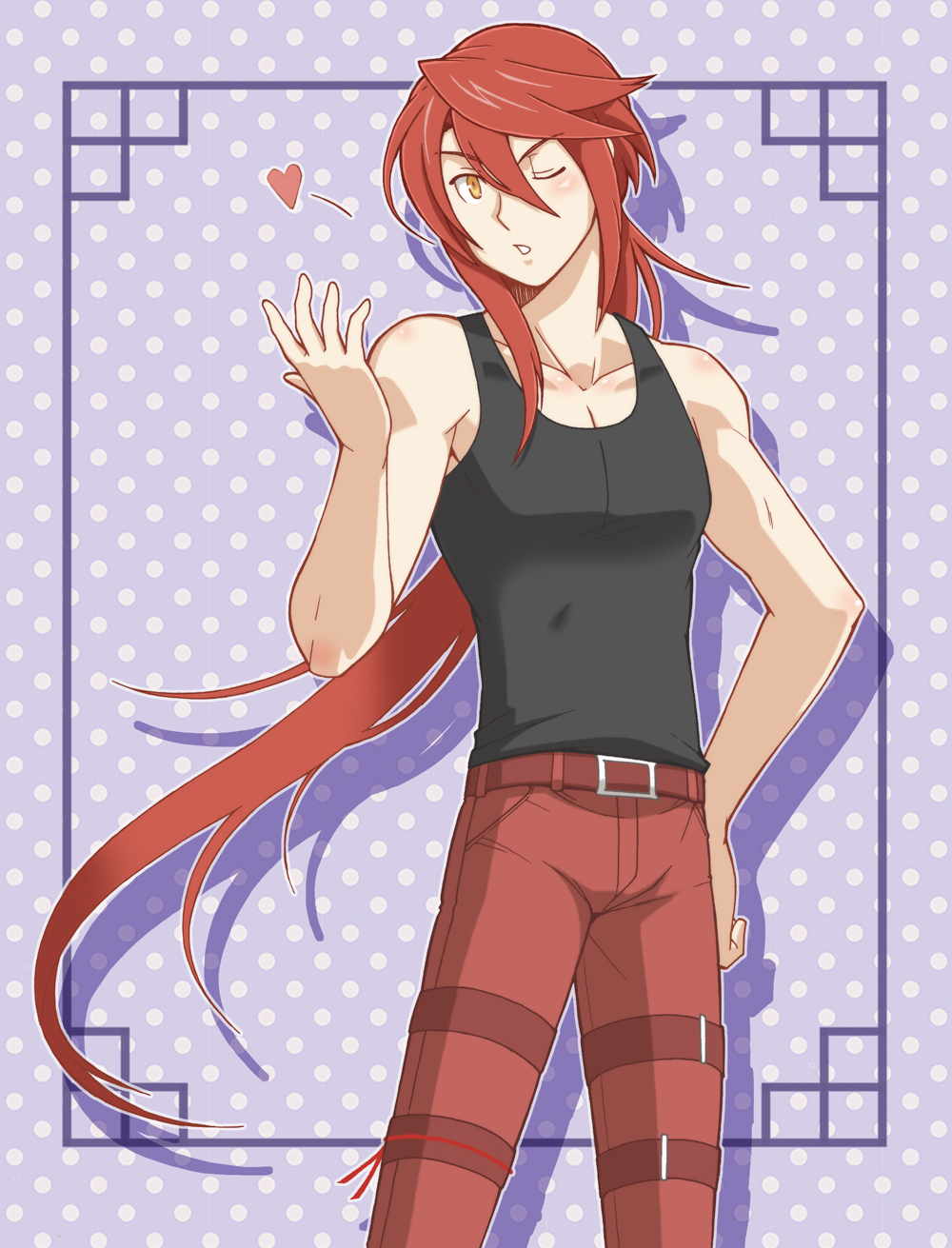 Safebooru - 1boy aaron wei ashibe-kaoru belt black tank top blowing ...