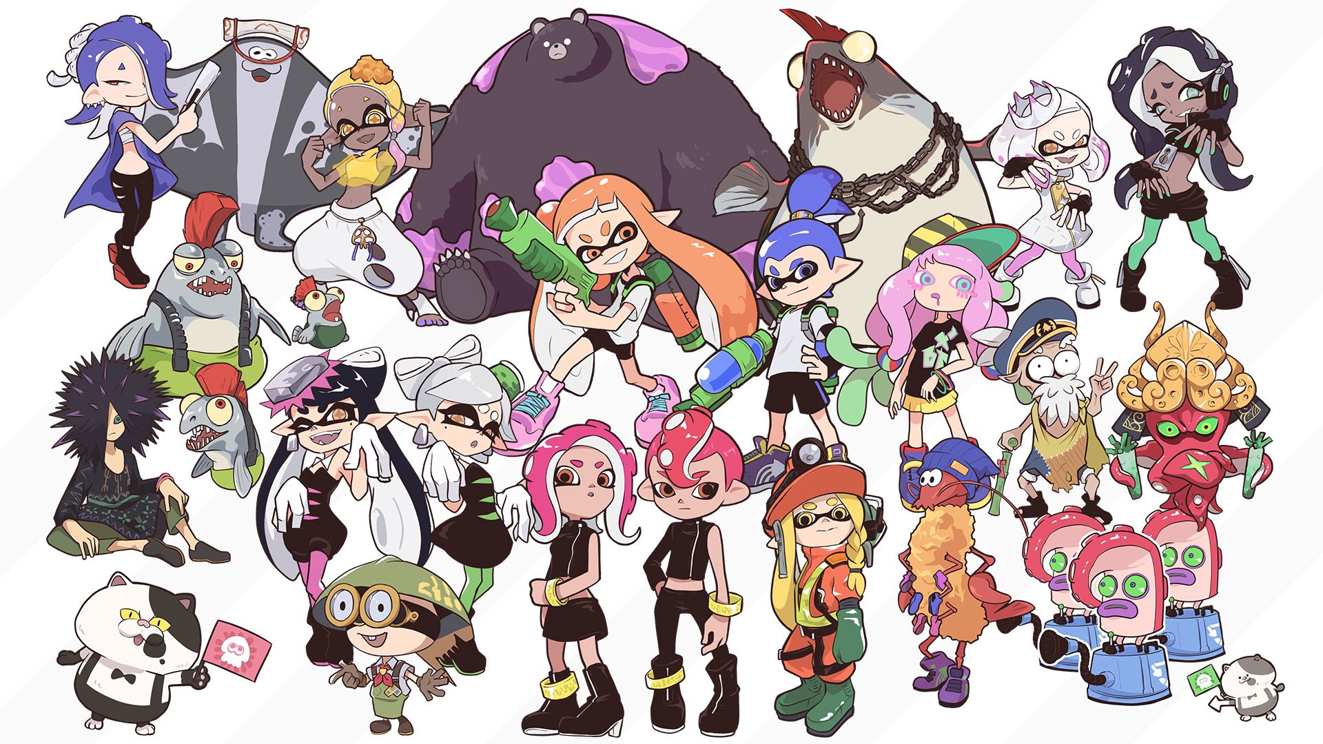 Safebooru - agent 8 (splatoon) big man (splatoon) callie (splatoon) cap'n cuttlefish chum ...