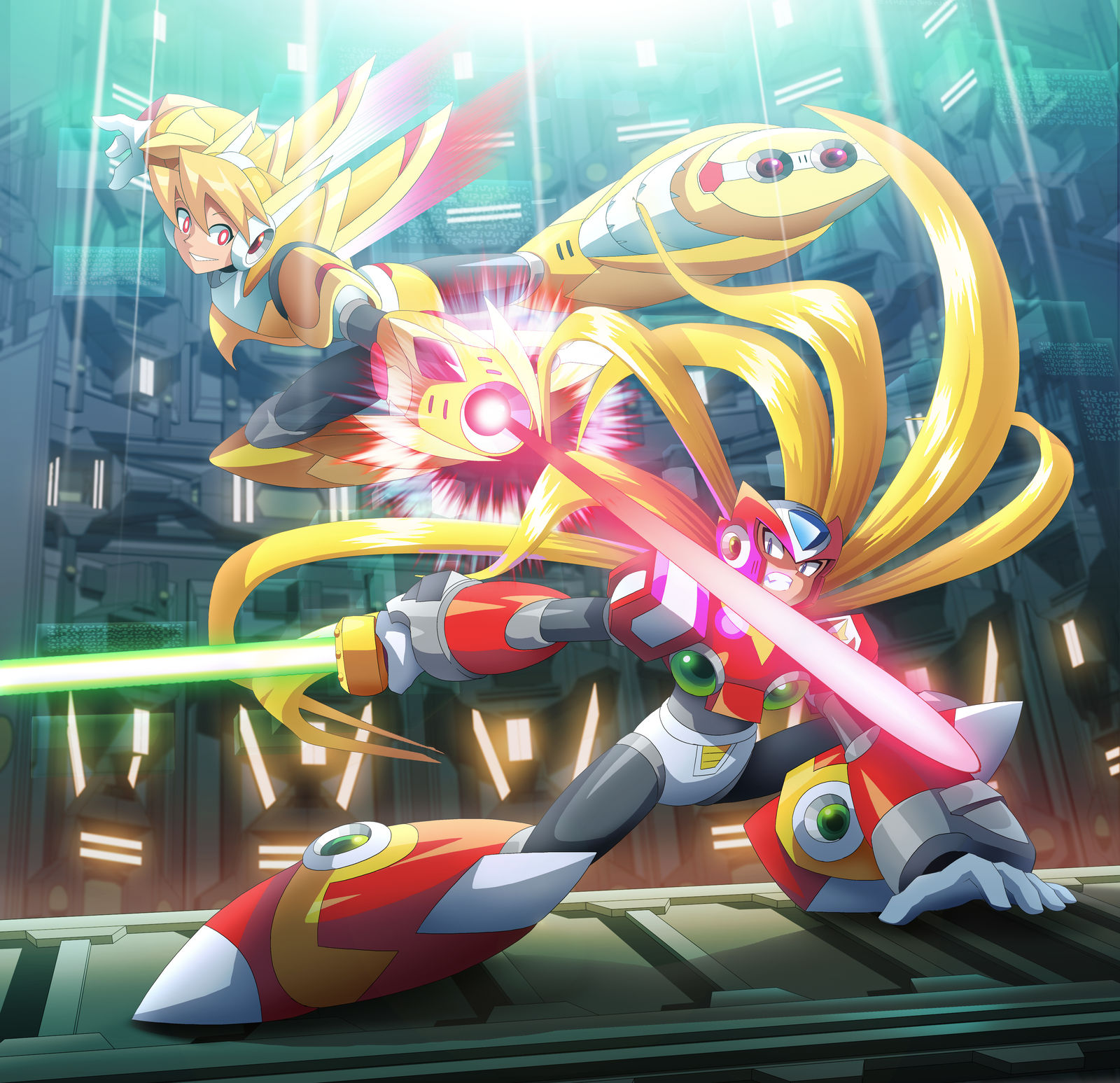 Safebooru - 1boy 1girl alia (mega man) alternate color alternate ...