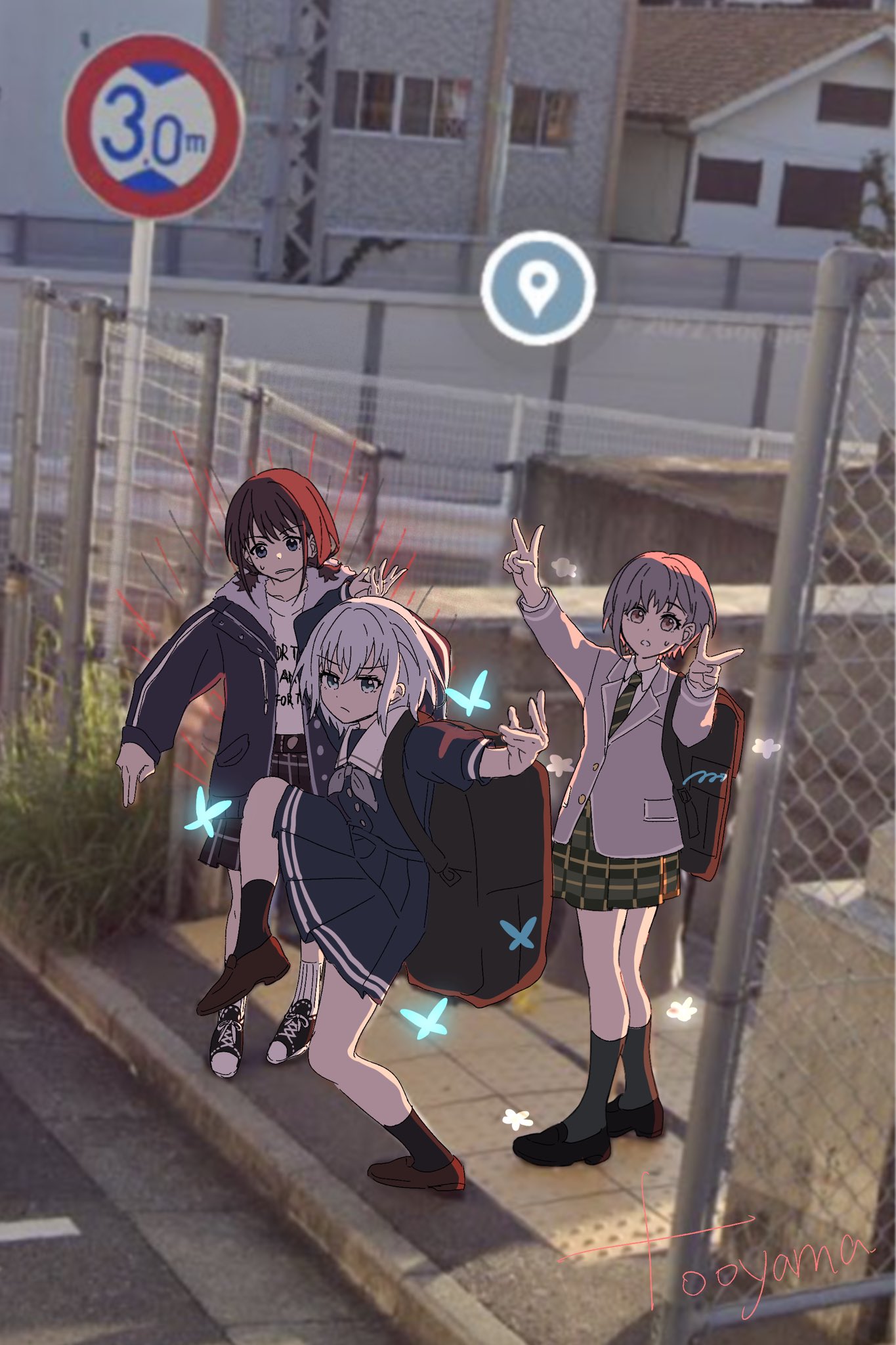 Safebooru - 3girls backpack bag bang dream! bang dream! it's mygo!!!!! black footwear black ...