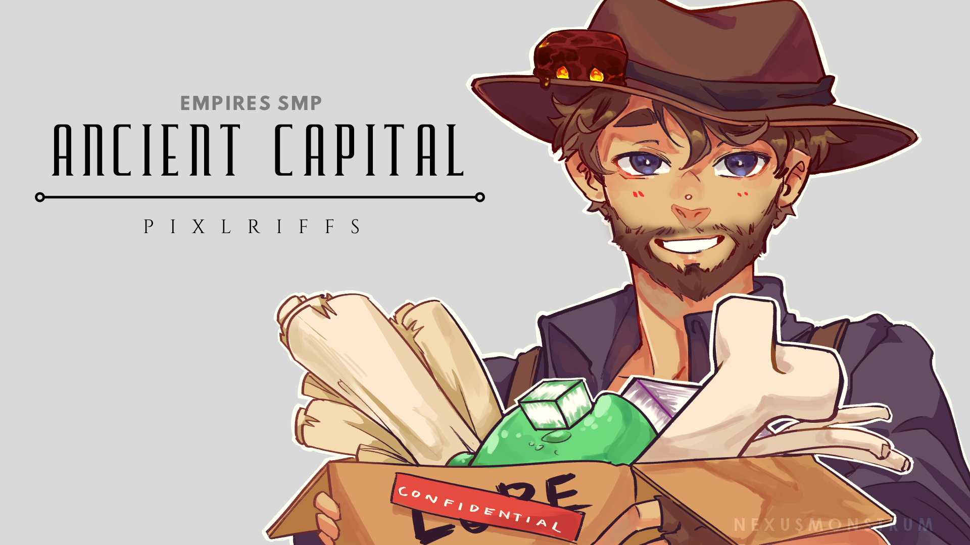 Safebooru - 1boy beard blush bone box brown hair character name ...