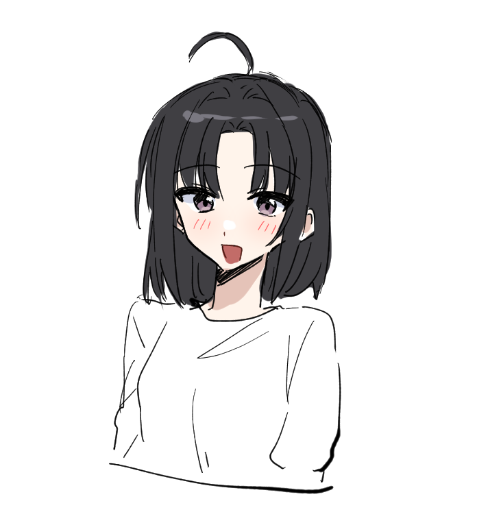 Safebooru - 1girl ahoge awa subaru black hair blush danji bang girls band cry medium hair open ...