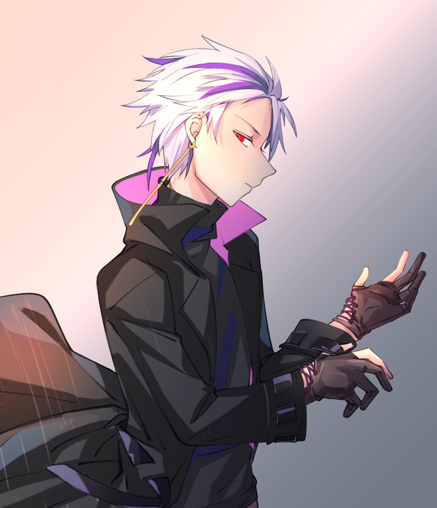 Safebooru - 1boy black coat black gloves black sweater closed mouth coat commentary cross-laced ...