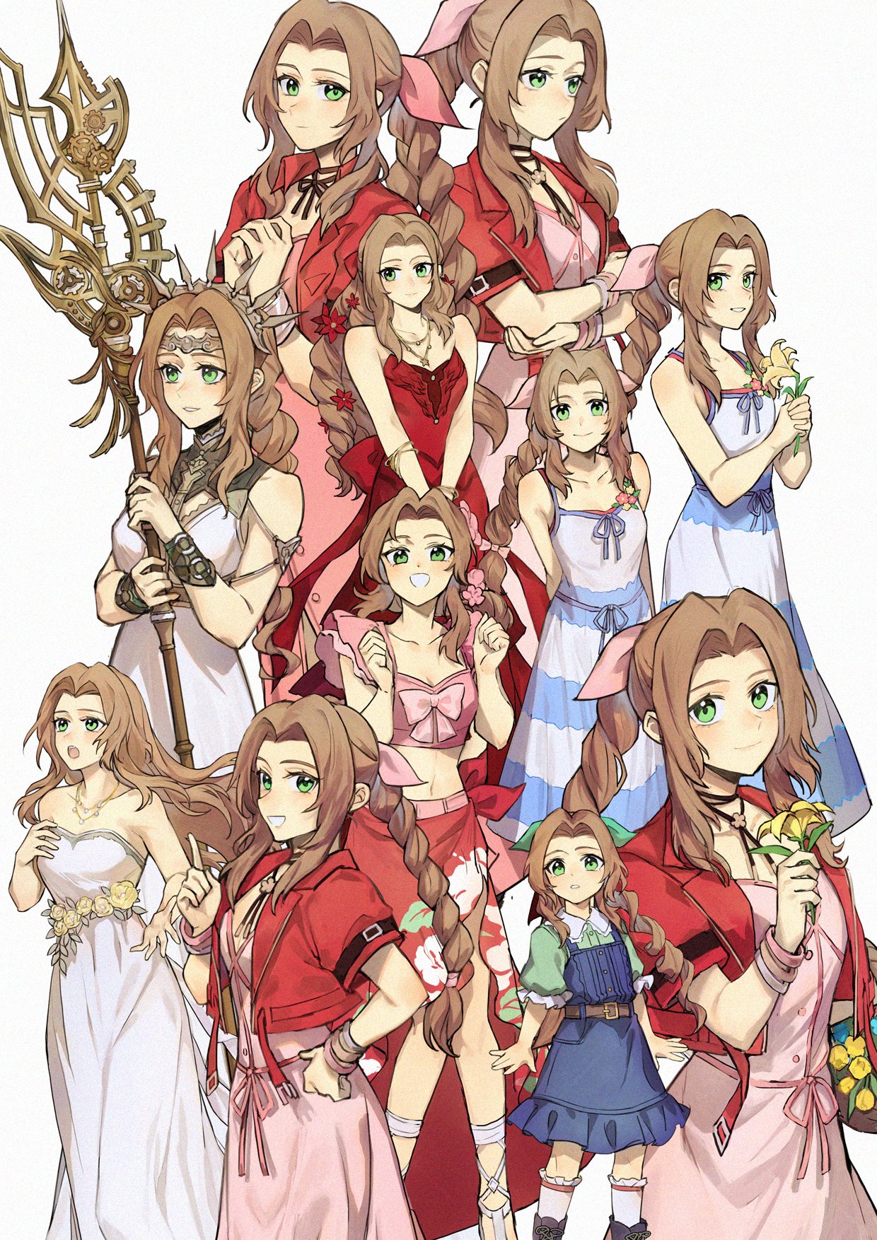 Safebooru - 1girl aerith gainsborough aerith gainsborough (floral delight) aerith gainsborough ...