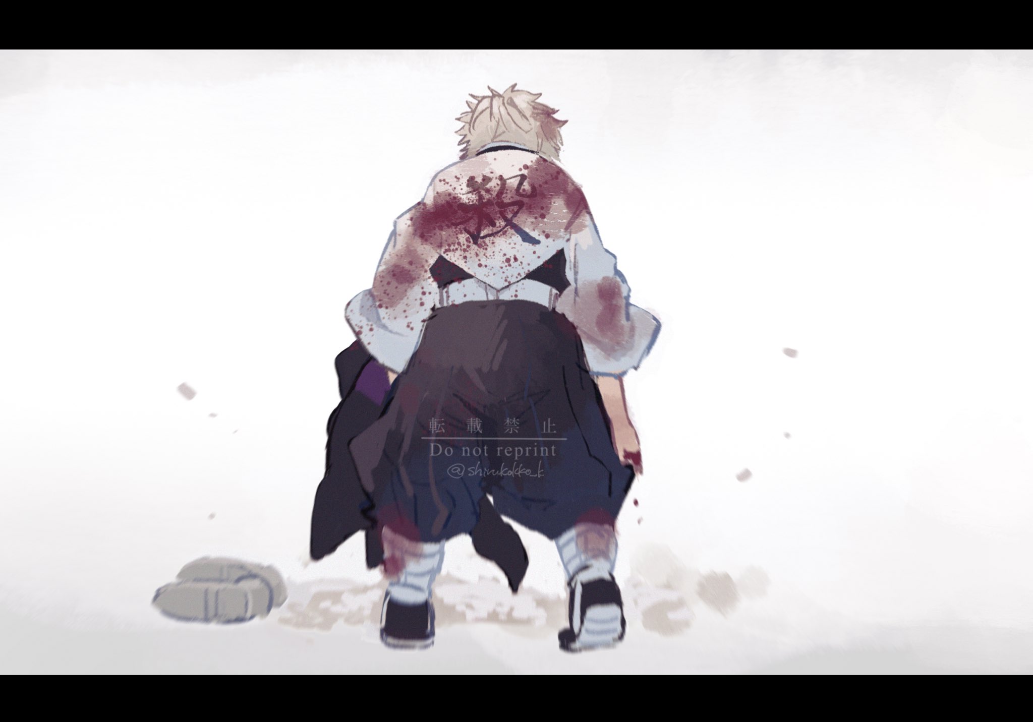 Safebooru - 1boy bird black footwear black pants blonde hair blood crow ...