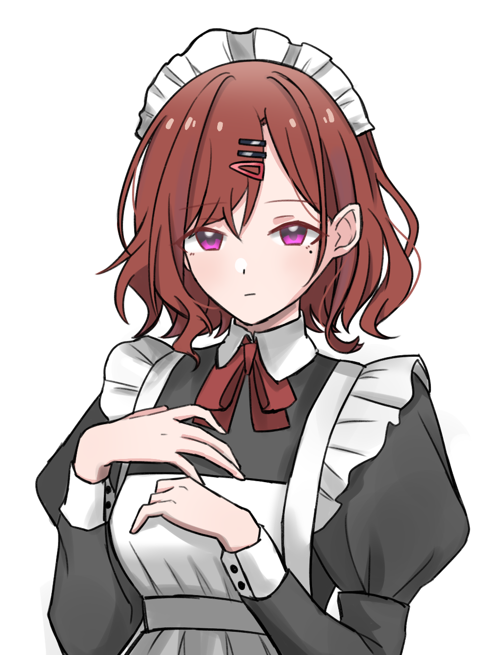 Safebooru - 1girl alternate costume apron black dress brown hair commentary request dress ...