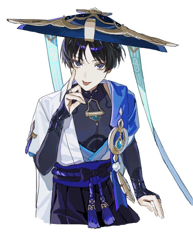 Safebooru - 1boy 42u16 akanbe armor black hair blue eyes cropped legs ...