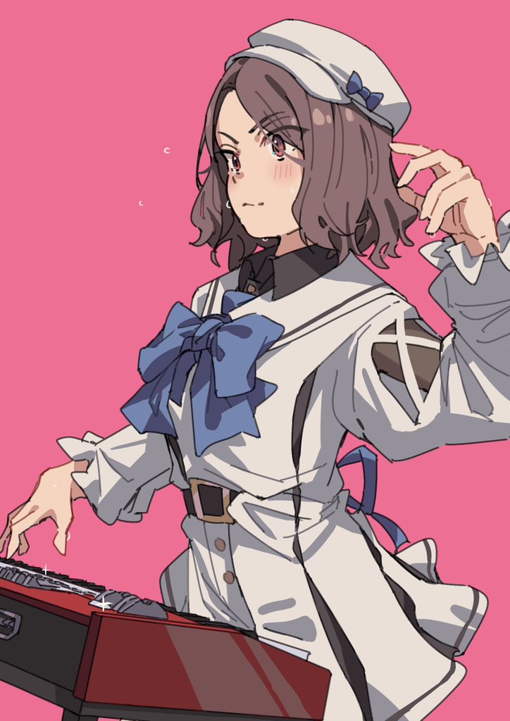 Safebooru 1girl Black Shirt Blue Ribbon Blush Breasts Brown Hair 0766