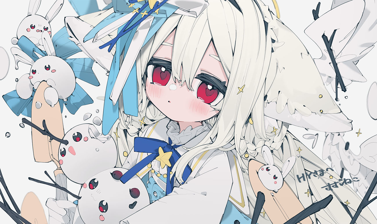 Safebooru - 1girl ahoge animal ear fluff animal ears argyle clothes argyle legwear ascot blue ...