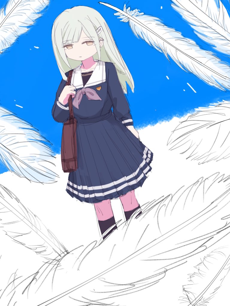 Safebooru - 1girl bag bang dream! bang dream! it's mygo!!!!! black socks blue background blue ...