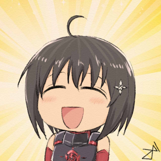 Safebooru - 1girl armor black armor black hair happy itai no wa iya nano de bougyoryoku ni ...