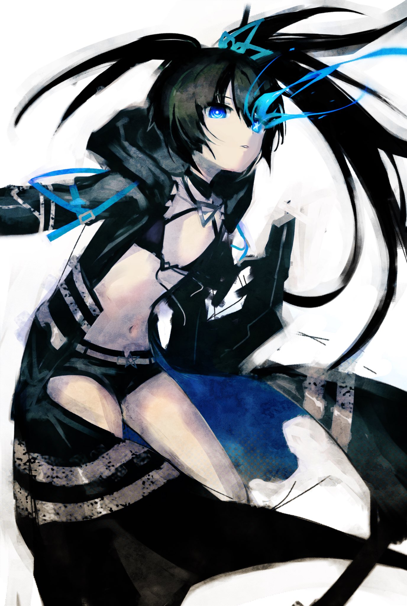 Safebooru - 1girl bikini black bikini black coat black hair black rock shooter black rock ...