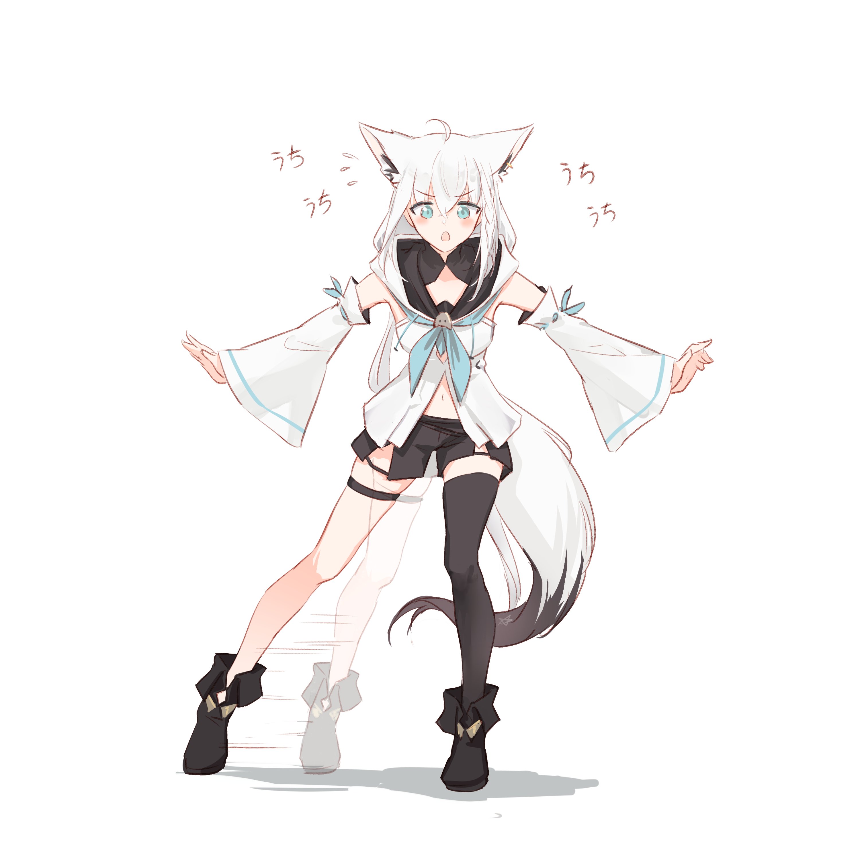 Safebooru - 1girl absurdres ahoge animal ear fluff animal ears aqua eyes bare shoulders black ...