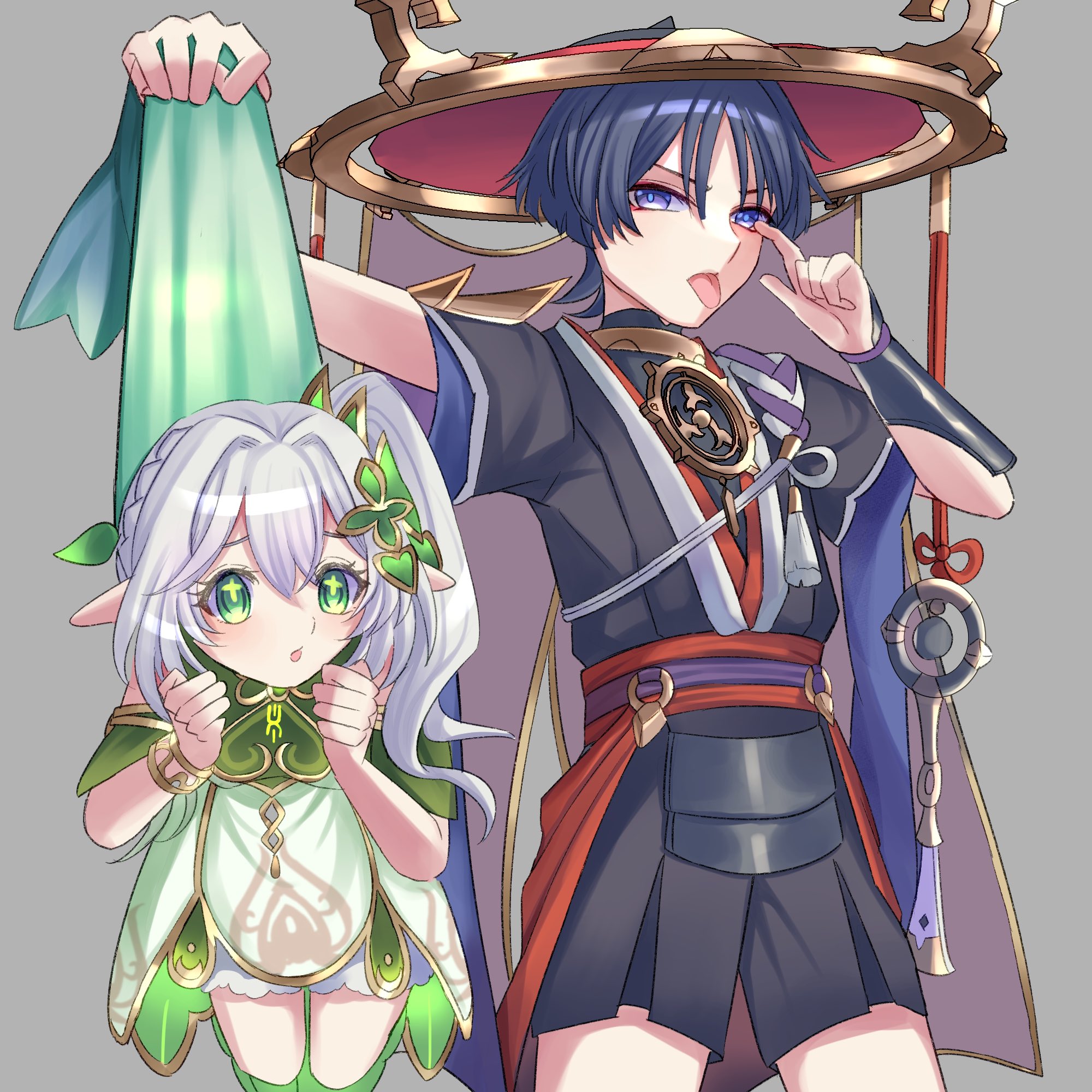 Safebooru - 1boy 1girl :p akanbe armlet armor belt black bodysuit black hair black kimono black ...