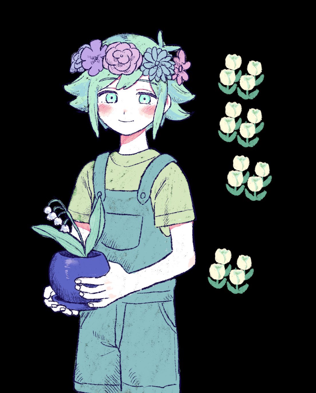 Safebooru - 1boy basil (headspace) (omori) basil (omori) black ...