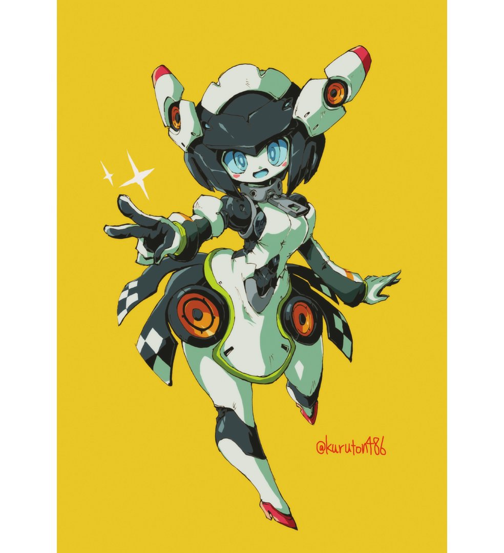 Safebooru - 1girl android blue eyes blue sclera blue tongue clothed ...