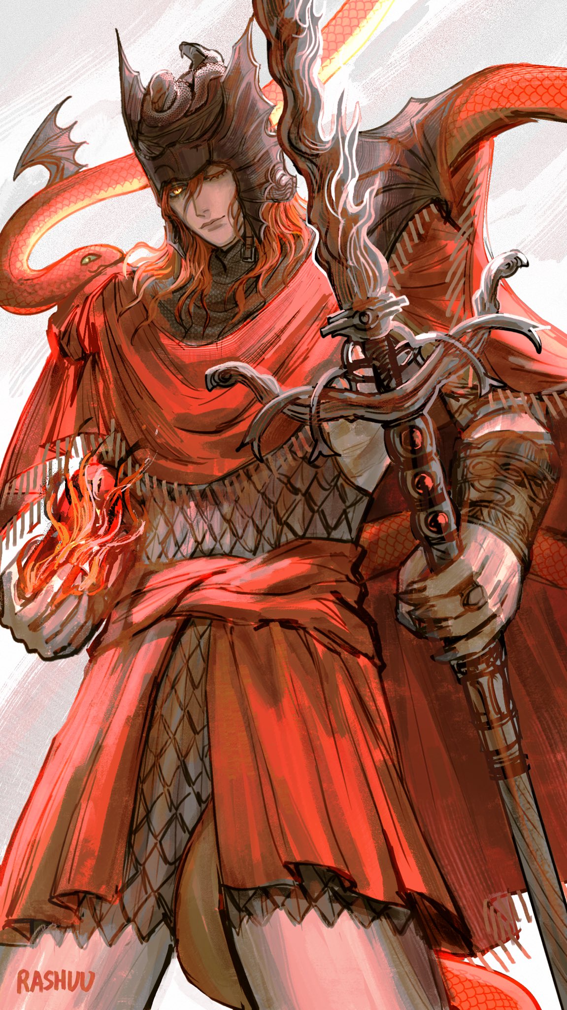 Safebooru - 1boy armor artist name cape casting spell chainmail closed ...