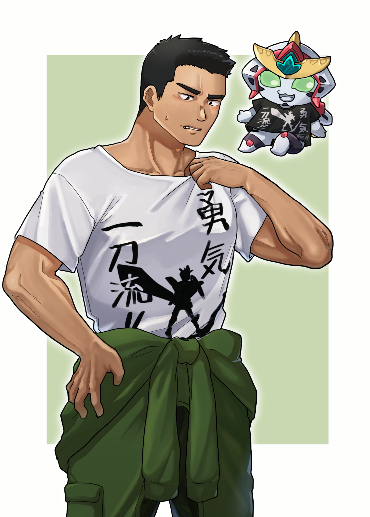 Safebooru - 1boy ao isami black hair bravern clothes writing creature ...