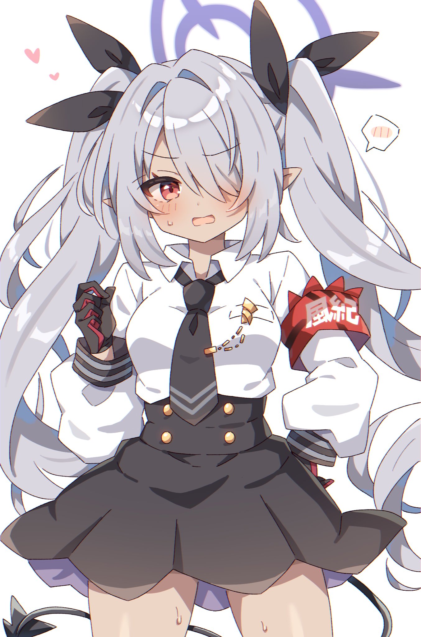 Safebooru - 1girl armband black gloves black necktie black ribbon black skirt blue archive blush ...
