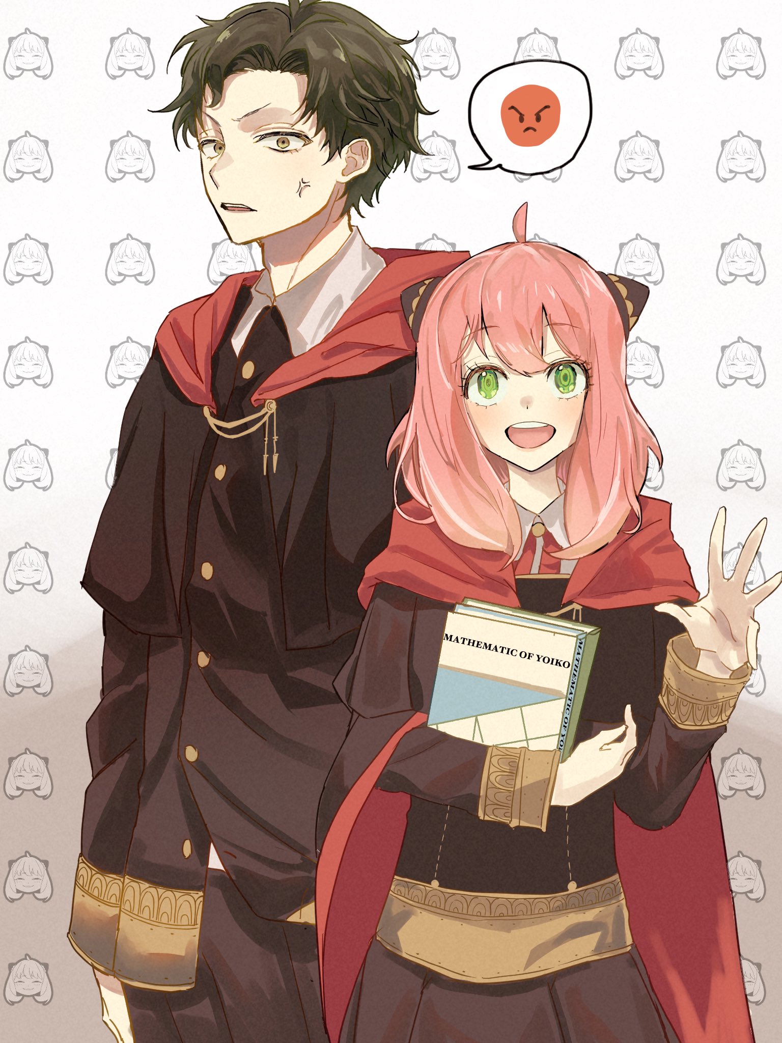 Safebooru - 1boy 1girl aged up ahoge anger vein anya's heh face (meme) anya (spy x family) black ...