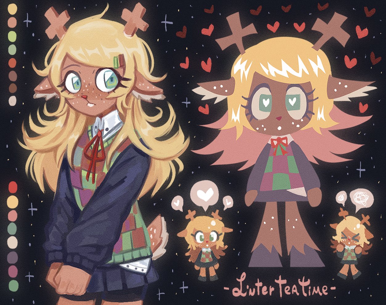 Safebooru - 1girl animal ears antlers artist name blonde hair buck ...