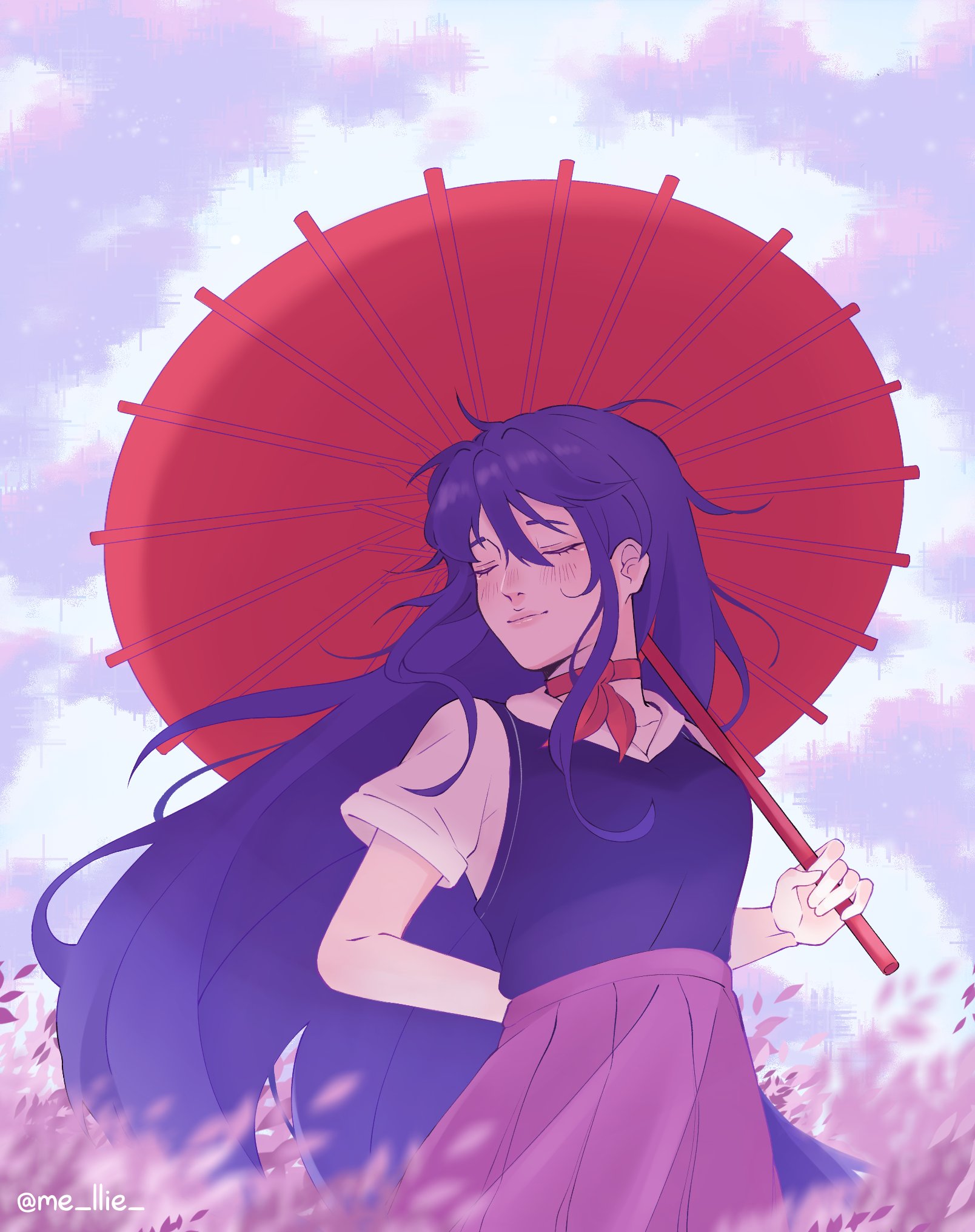 Safebooru - 1girl alternate universe closed eyes closed mouth collarbone collared shirt flower ...