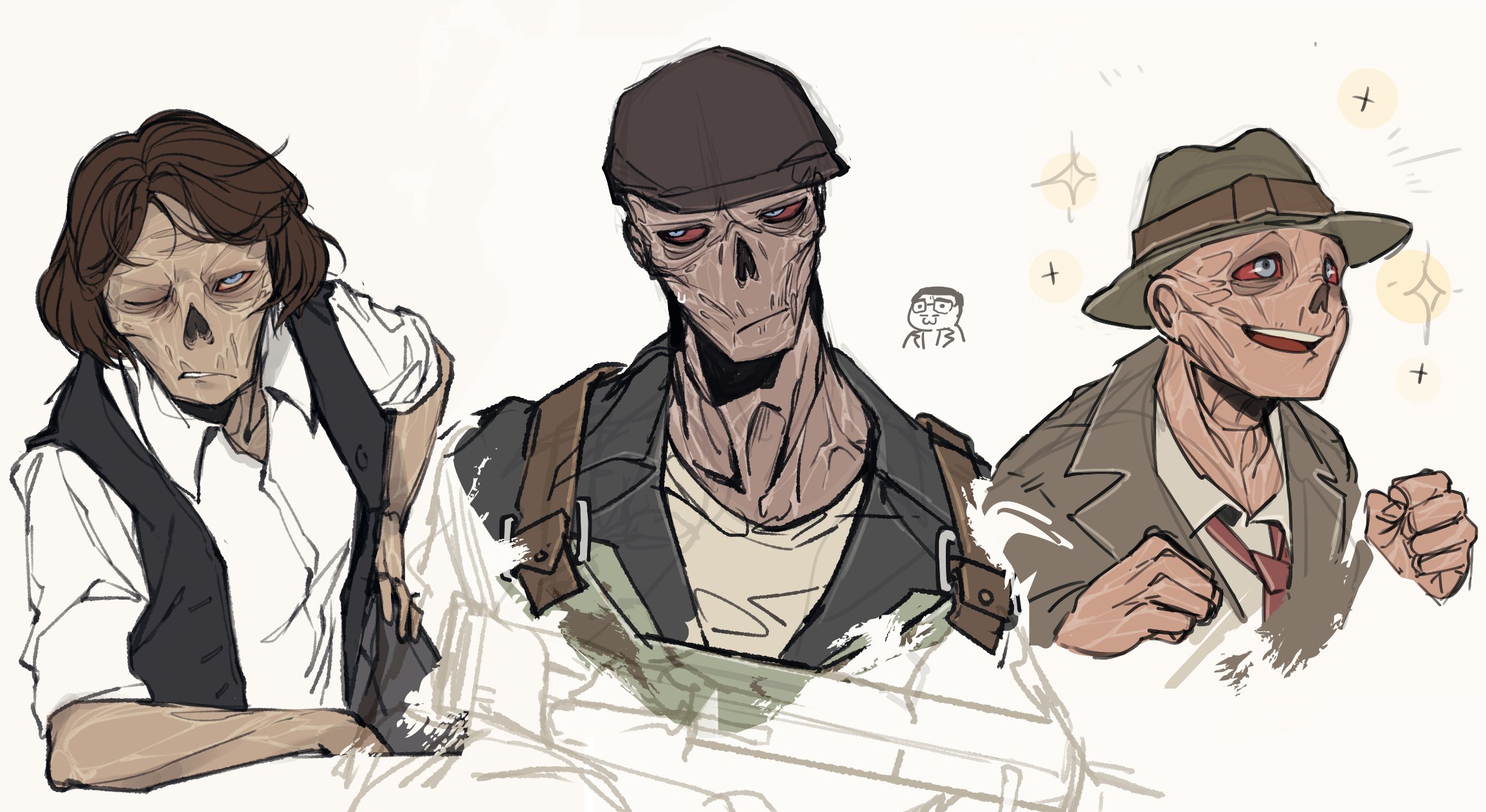 Safebooru - 4boys black vest brown hair brown hat brown jacket cabbie ...