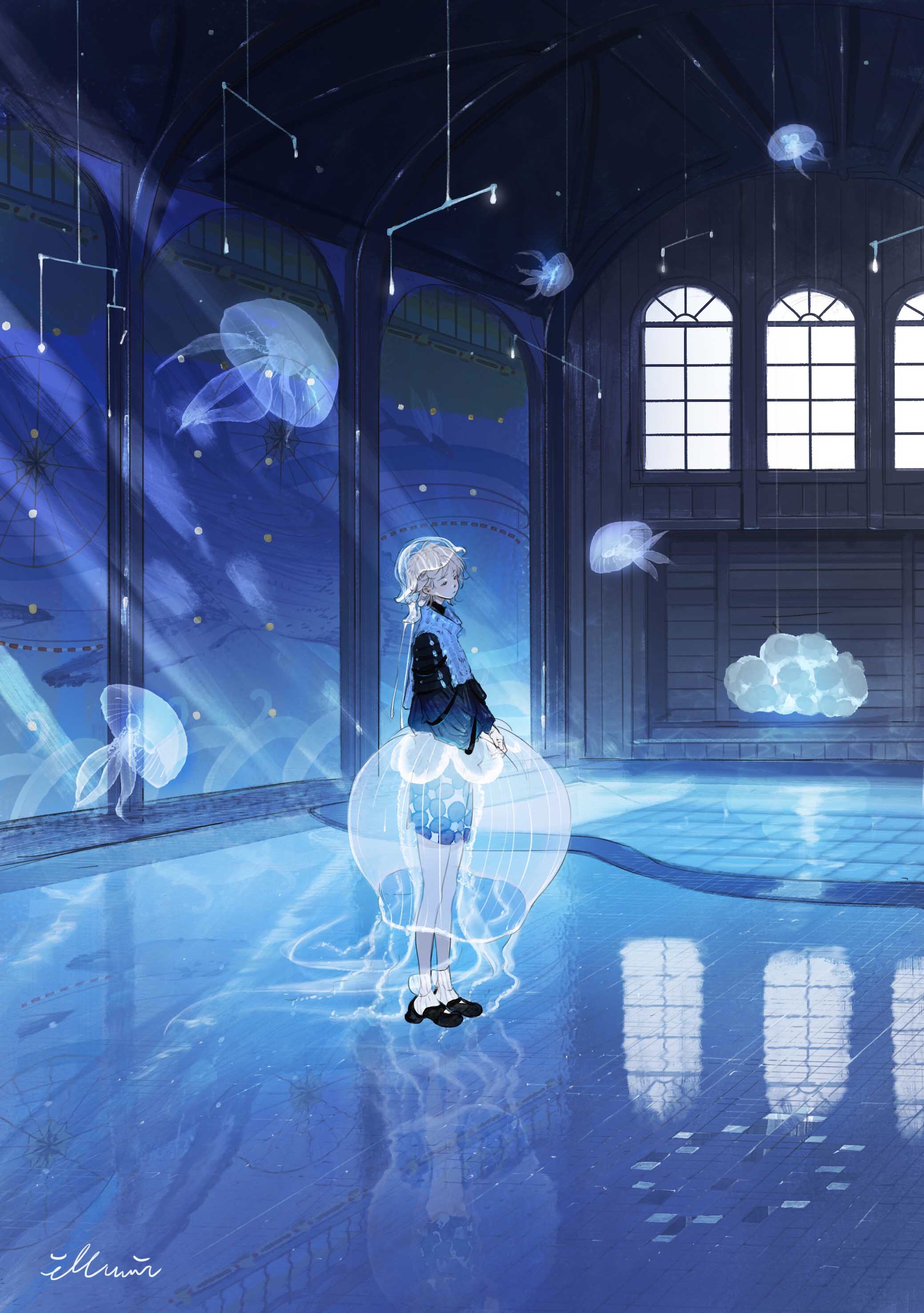 Safebooru - 1girl absurdres animal artist name bare legs black footwear blonde hair closed mouth ...