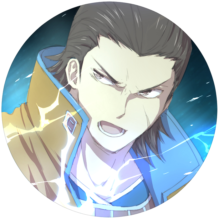 Safebooru - 0aoiurn0 1boy blue background brown eyes brown hair brown ...
