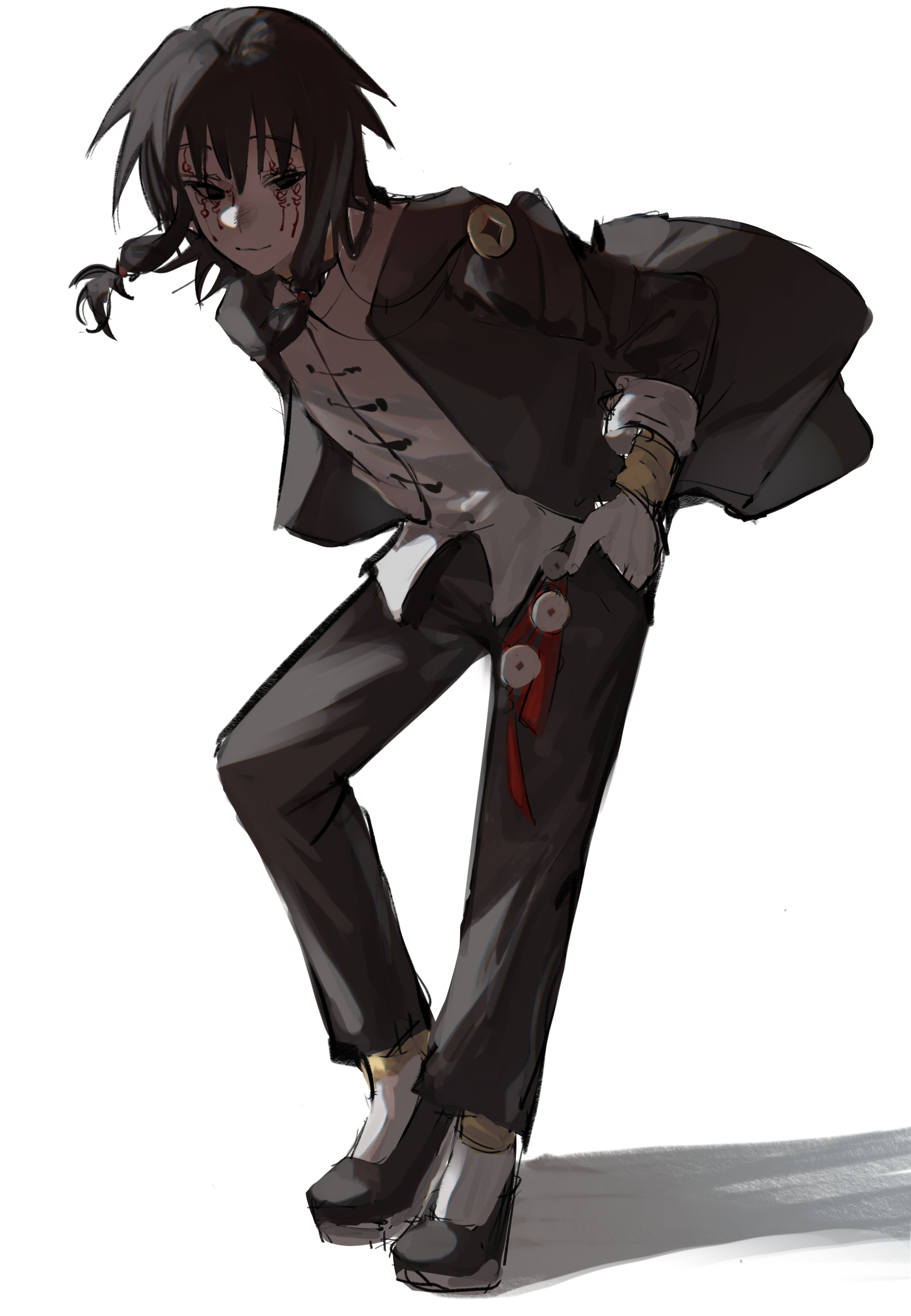 Safebooru - 1boy bandaged arm bandages black eyes black footwear black hair black jacket black ...