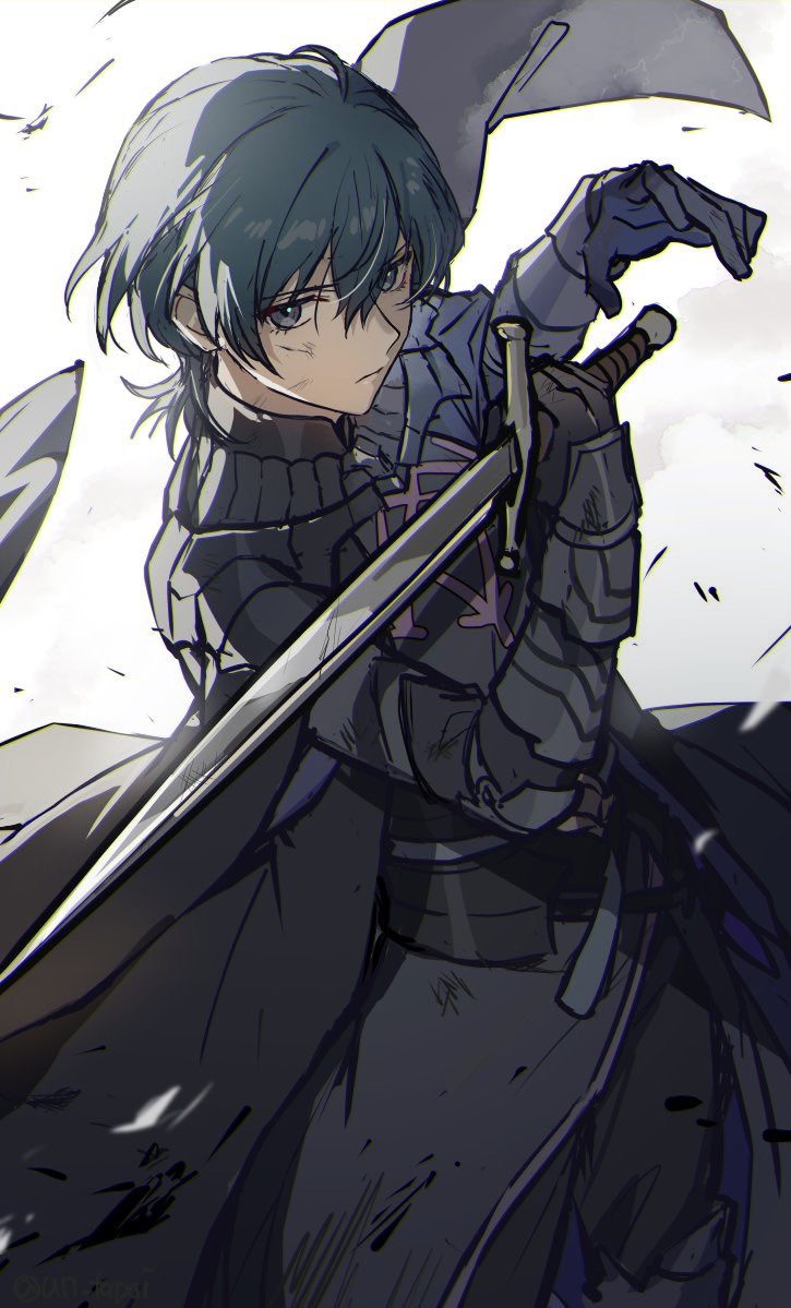 Safebooru - 1boy armor black armor black cape black gloves black pants blue hair byleth (fire ...