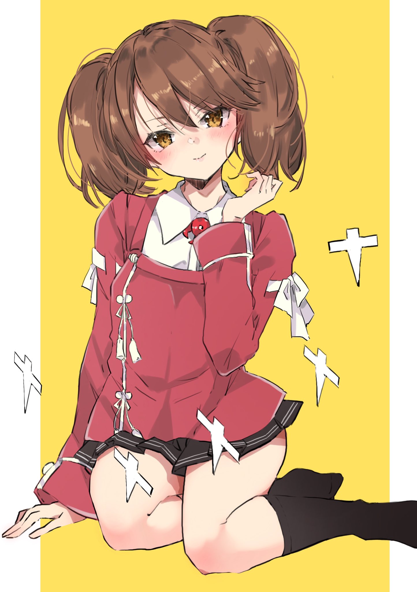 Safebooru 1girl Black Skirt Black Socks Brown Eyes Brown Hair 5442