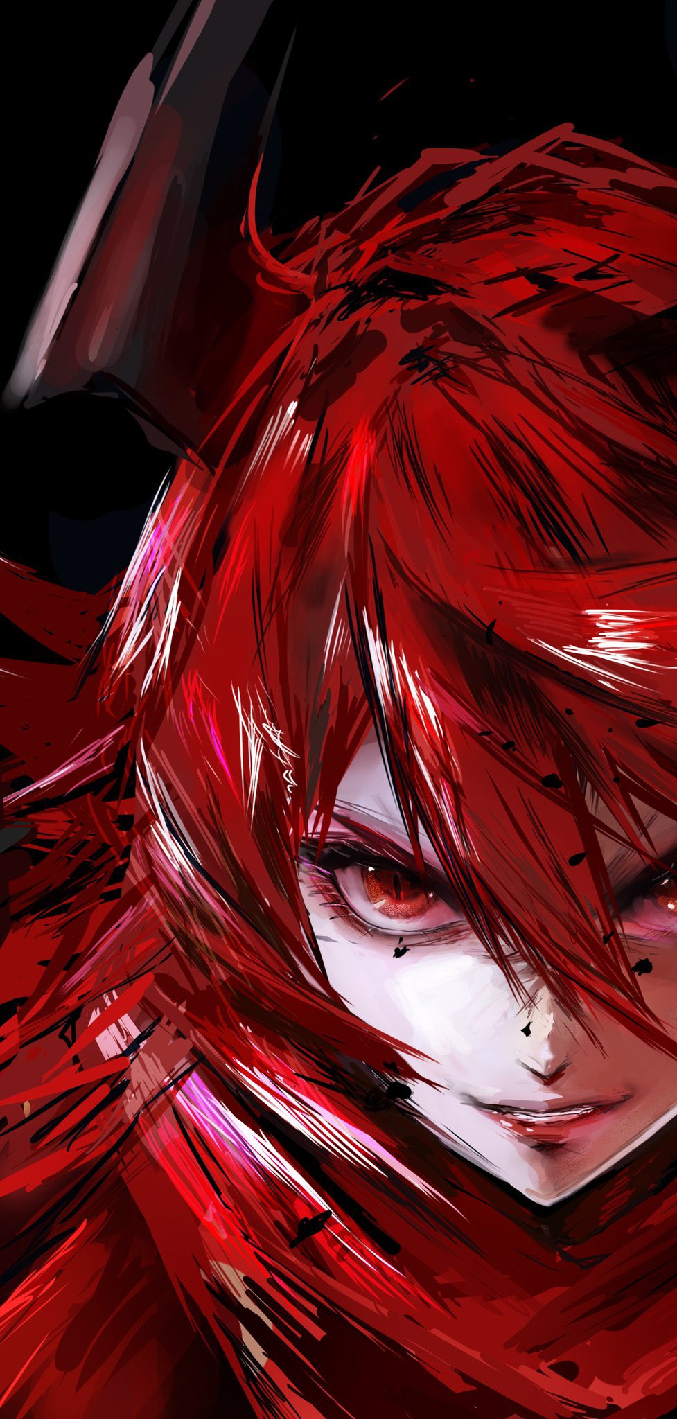 Safebooru - 1girl angry black background clenched teeth eyelashes ...