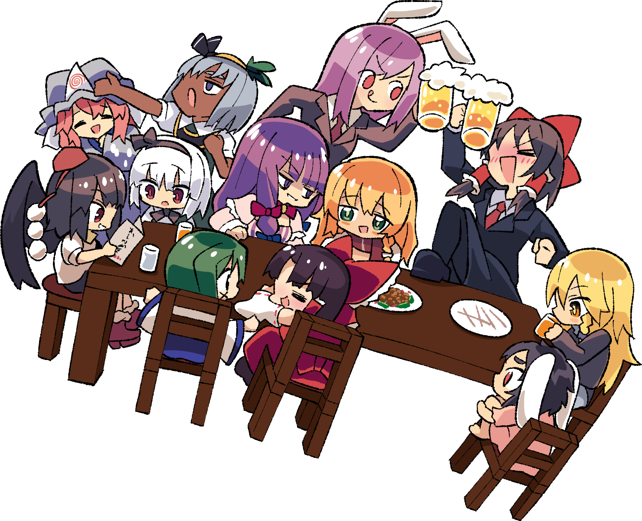 Safebooru - 6+girls = = aika (cookie) animal ears asatsuki (cookie) benikurage (cookie) black ...