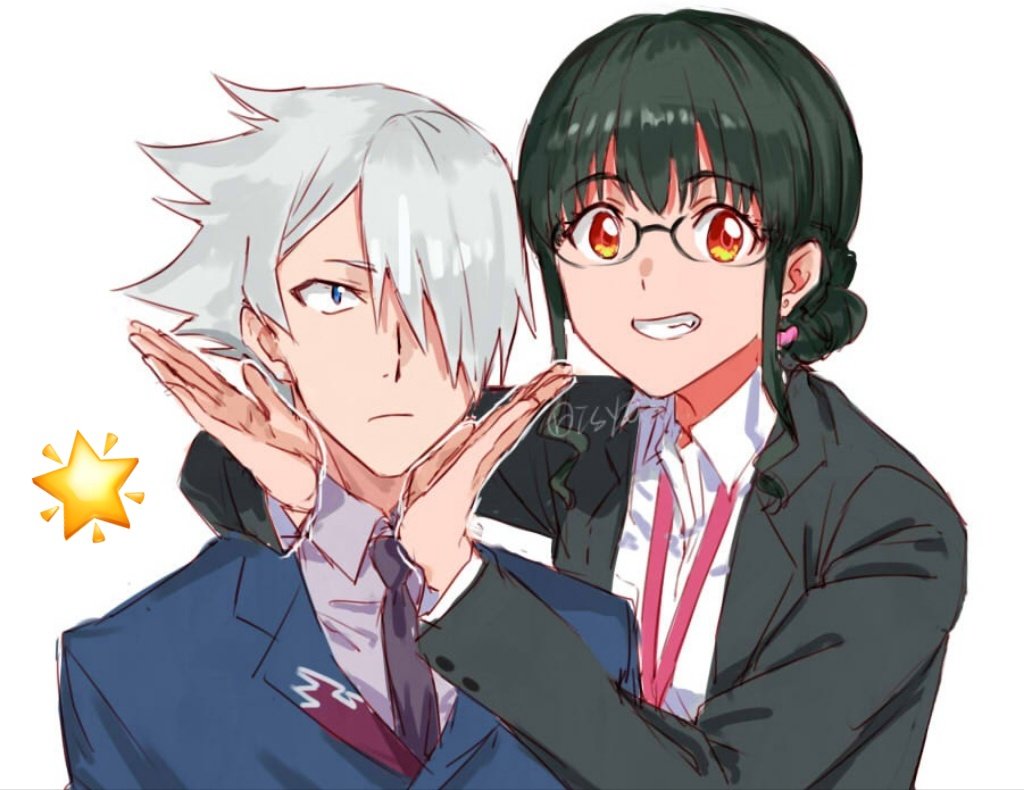 Safebooru - 1boy 1girl anosillus ii anti (ssss.gridman) black hair blue ...