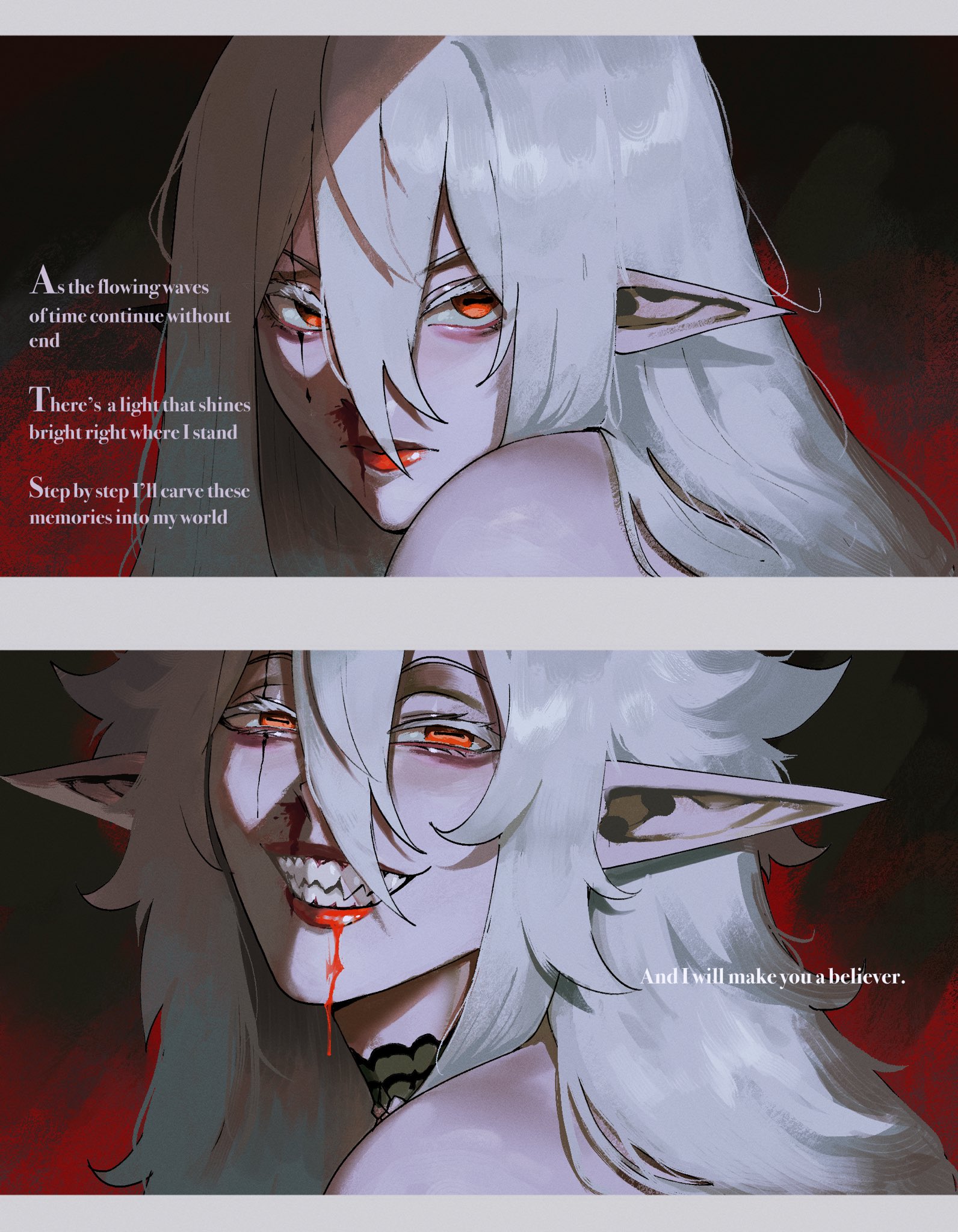 Safebooru - 1girl aged up black background blood blood on face bloodlight (nyantcha) english ...