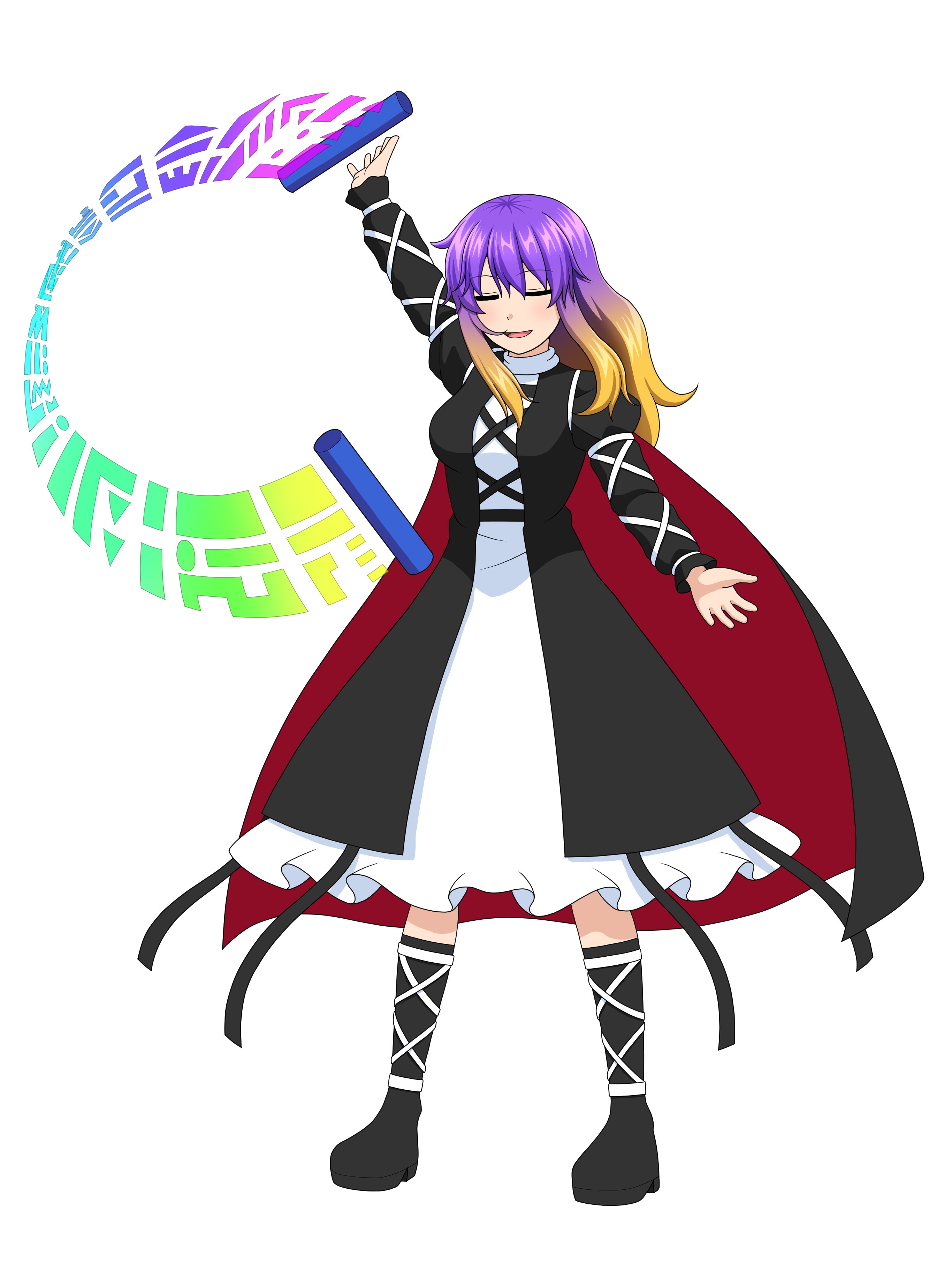 Safebooru - 1girl absurdres black cape black dress black footwear blonde hair breasts cape ...