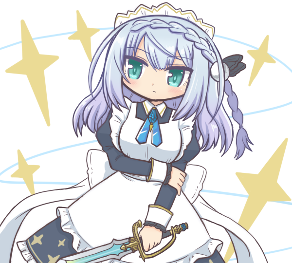Safebooru - 1girl adapted costume alternate costume apron blue dress blue eyes blue hair braid ...