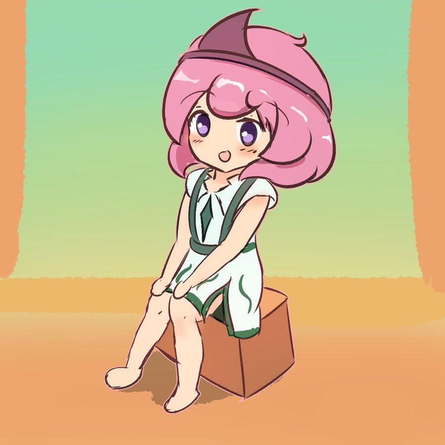 Safebooru - 1other androgynous bare arms bare legs barefoot box ferdy's lab green background ...