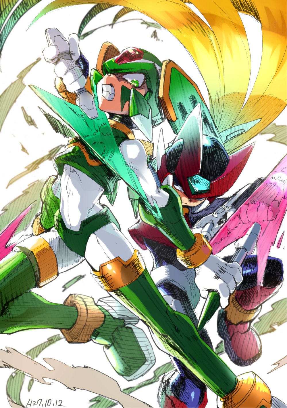 Safebooru - 2boys armor battle black eyes clenched teeth commentary ...