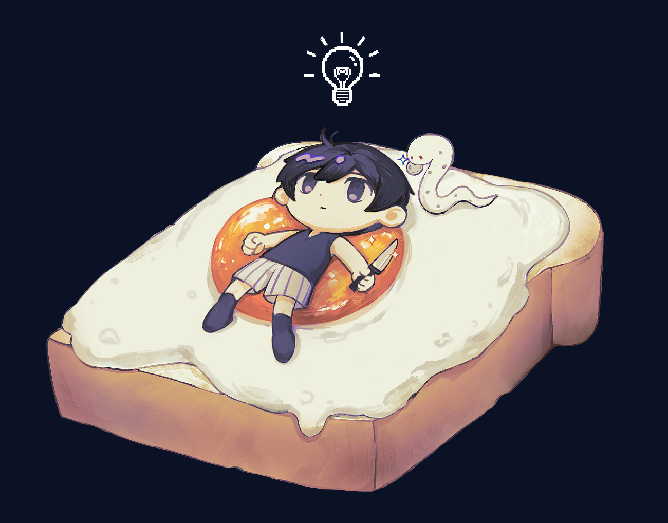 Safebooru - 1boy black eyes black hair black socks bread bread slice ...