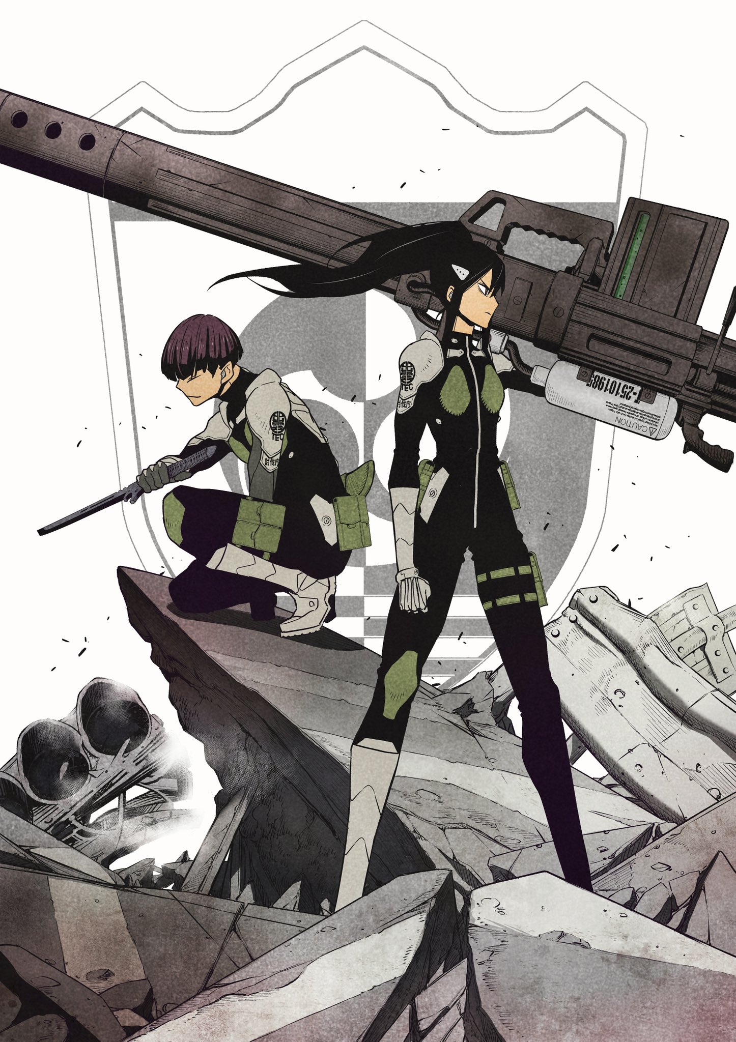 Safebooru - 1boy 1girl ashiro mina black bodysuit black hair bodysuit closed eyes closed mouth ...